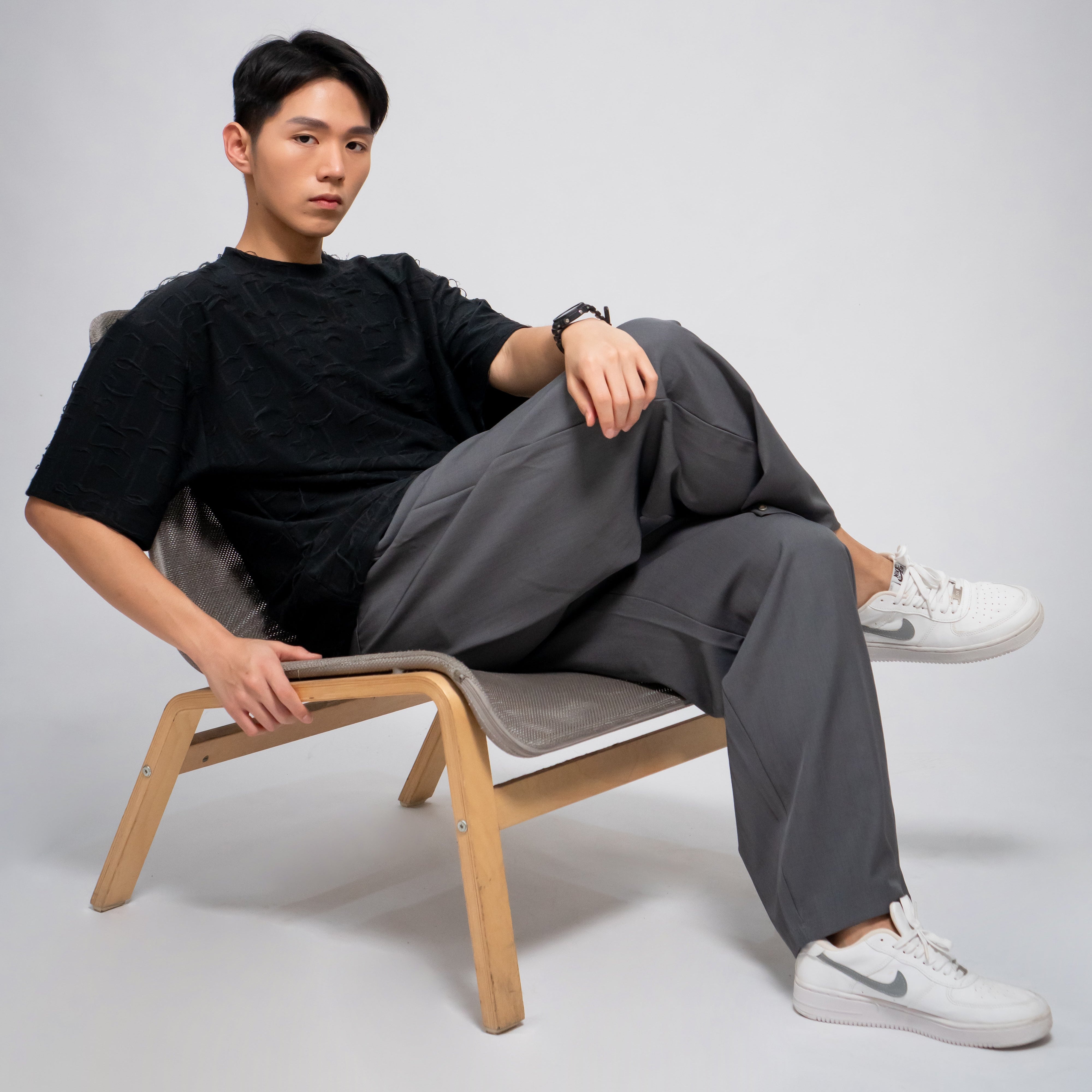 BELI Pants LAND MUSEUM MEN'S SNAP BANDING SLACKS GREY